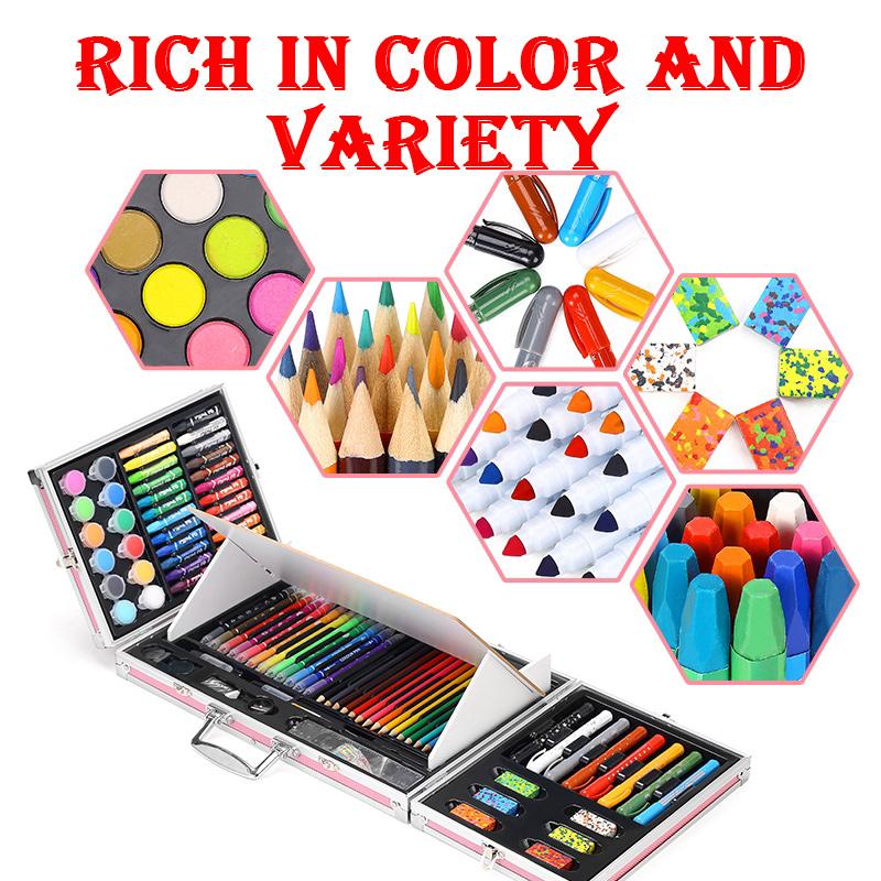 Buy 42-208Pcs Kids Draw Set Colored Pencil Crayon Watercolor Pens with ...
