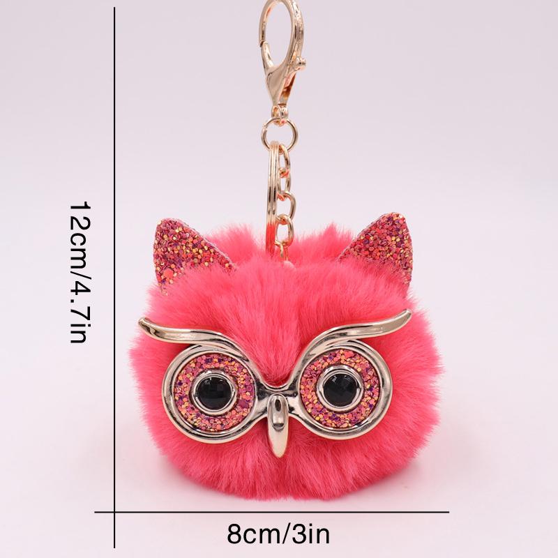 Buy 19 Styles Keychain Cute Charm Faux Fox Fur Owl Key Chain Fluffy ...