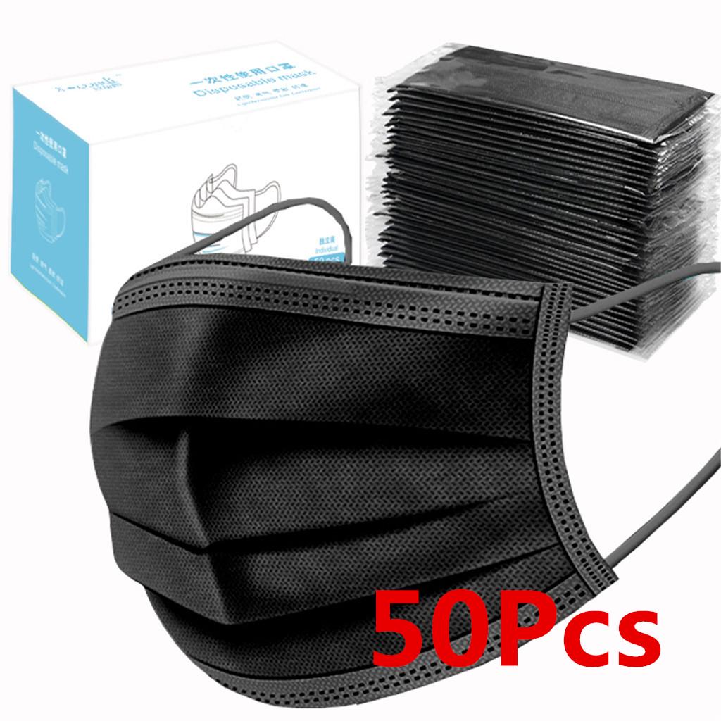 50Pcs Disposable Mask Activated Carbon Mask Unisex Protection Fabric ...