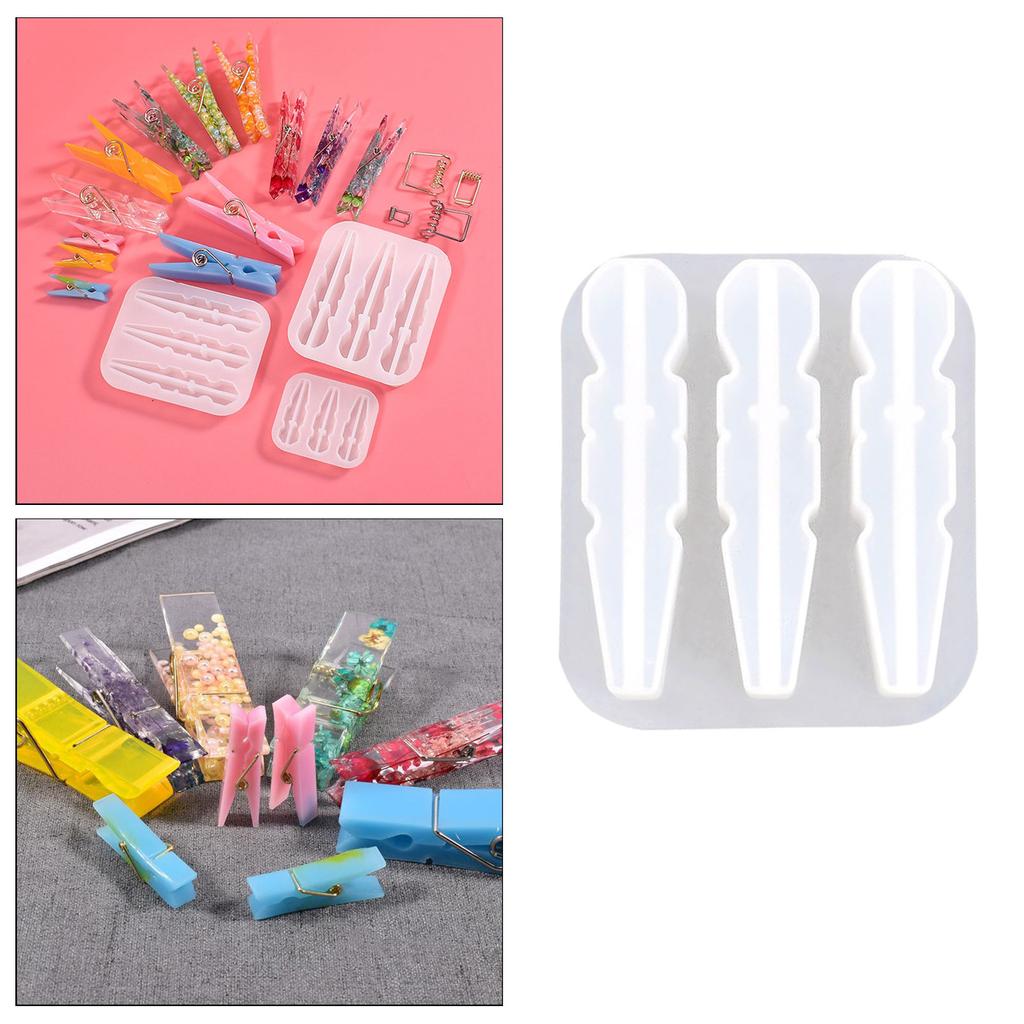Clip Silicone Resin Molds DIY Clothes Pin Casting Mold Clothespin 7.3x8 ...