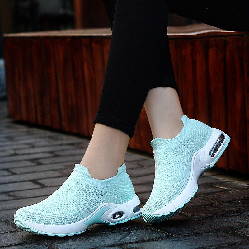 Buy Women Walking Shoes Flat Platform Slip On Mesh Wedge Sneakers ...