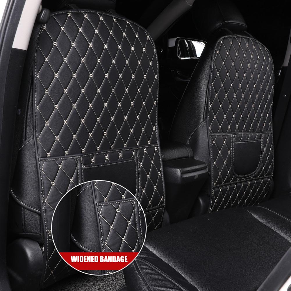 Buy Leather Car Kick Mat with Phone Storage Pocket Seat Back Protector ...