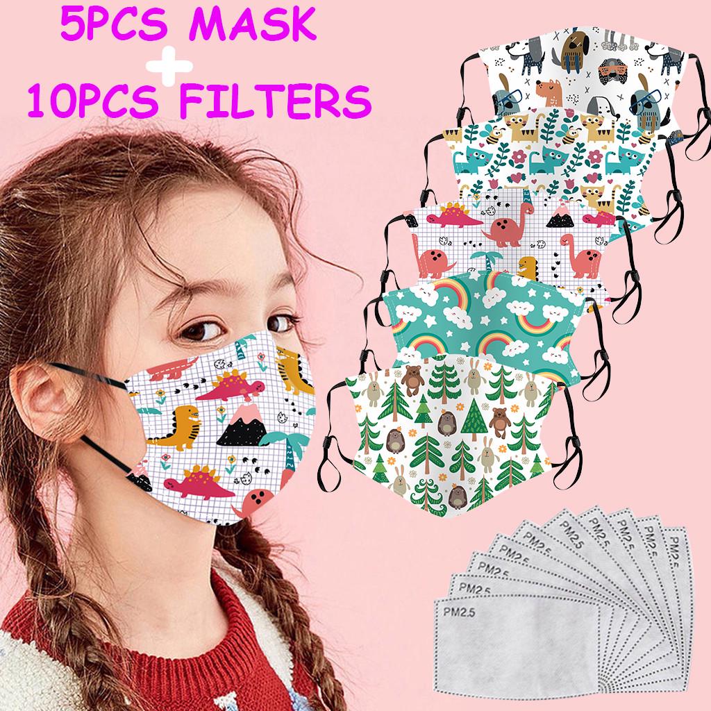 Buy 5PC Kids Children Outdoor Cotton Mouth Masks Washable Reusable Face ...