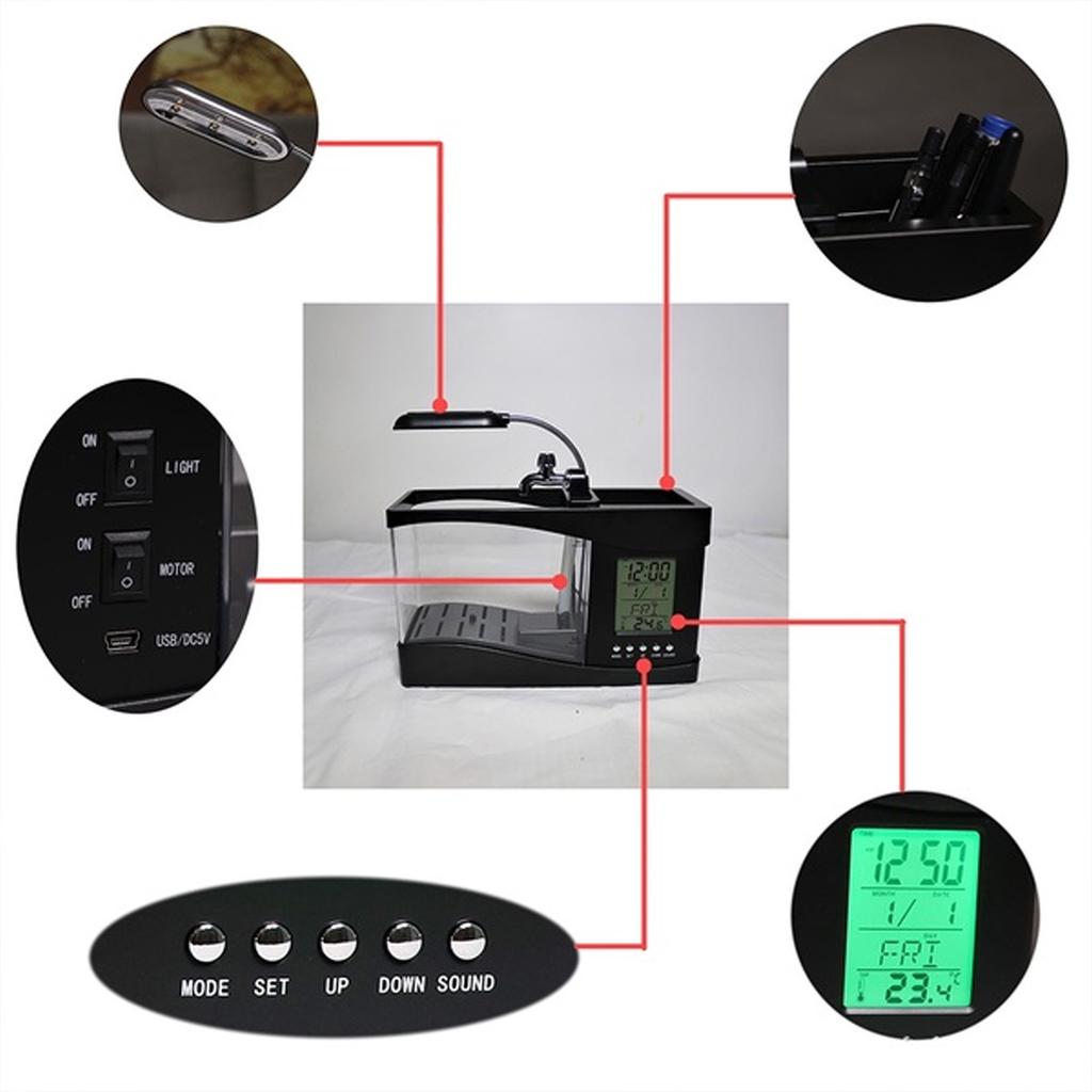 Многофункциональный мини-электронный USB настольный аквариум аквариум с ...
