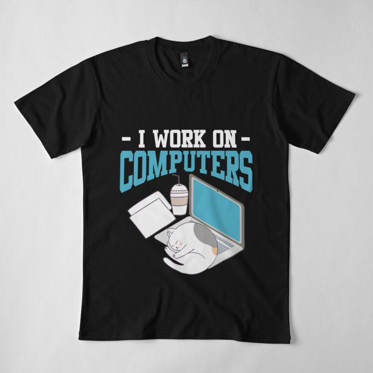 Buy Men Premium Cotton Harajuku T-Shirt Computer Science Cat Gaming ...