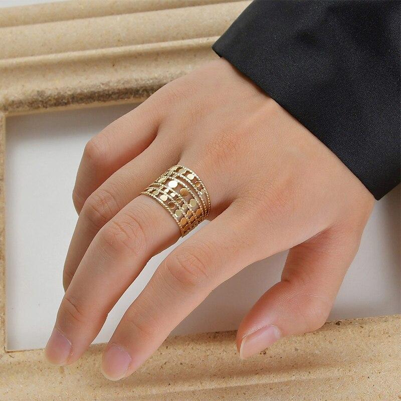 Buy Letdiffery Stainless Steel Charming Temperament Multi Layers Rings ...