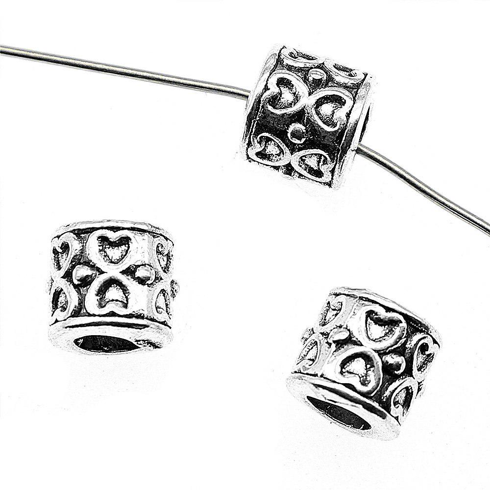 Buy 12 Pieces SpacerJewelry Carved Heart Pattern Tube Spacers Beads Big ...