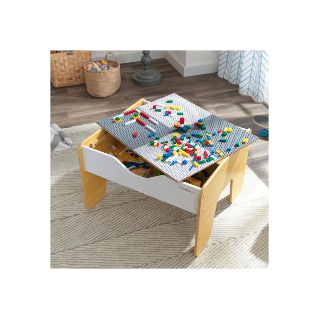 Buy KIDKRAFT - Wooden Table 2 In 1 Train Circuit and Building Bricks ...