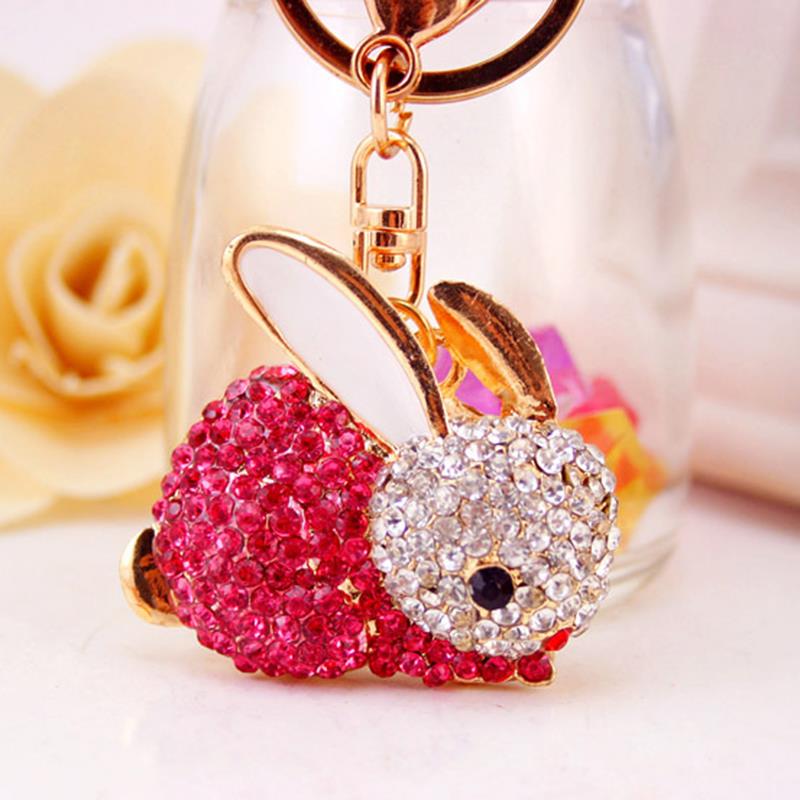 Buy Cute Rhinestone Big Ears Rabbit Key Chain Keychain Ladies Bags ...