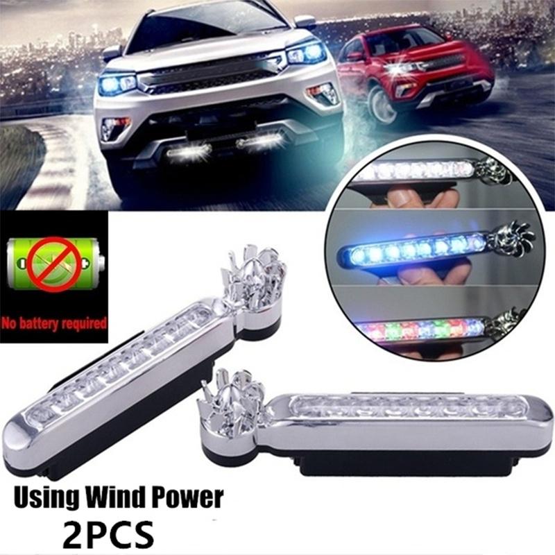 Buy 2Pcs Wireless Wind Power 8 LED Headlight Driving Day Light DRL Car ...