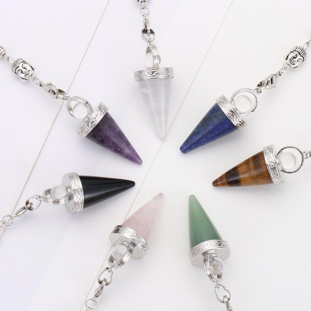 💰Kaufe Geschenk Amethyst Edelstein Stein Rose Quarz Amulett Naturstein Reiki Pendel Anhänger ...