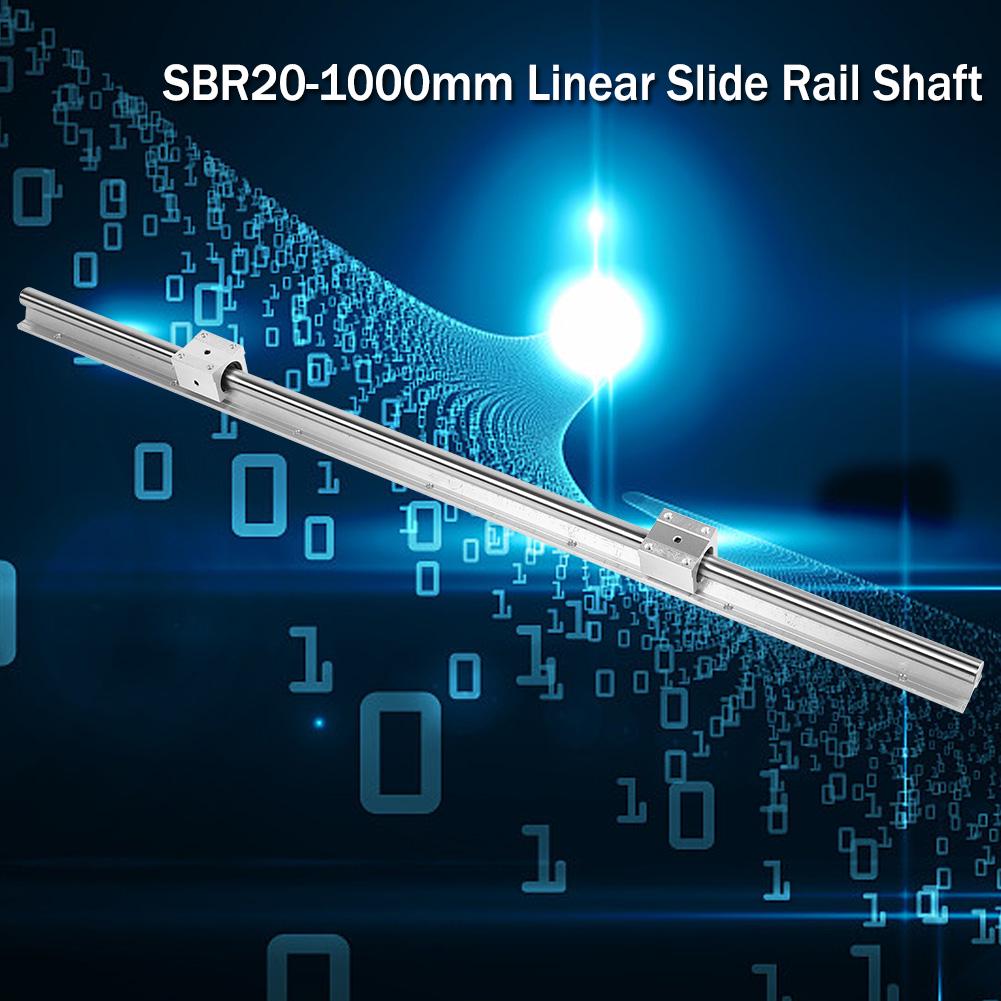 Buy 2pcs SBR20-1000mm Linear Slide Rail Shaft + 4pcs SBR20UU Baring ...