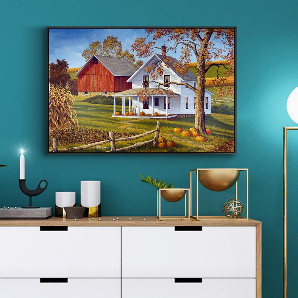 Buy 5D Full Round Drill House Scenery Diamond Painting Rhinestone ...