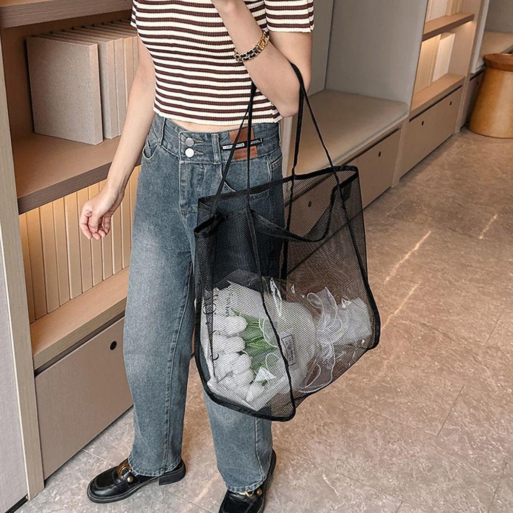 Satın alın Light Versatile Fashion Transparent Reusable Mesh Tote Bag ...