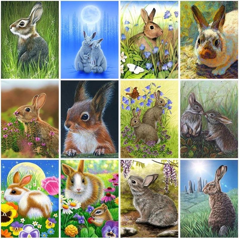 Buy Diy 5D Diamond Painting Rabbit Full Square/Round Drill Cross Stitch ...