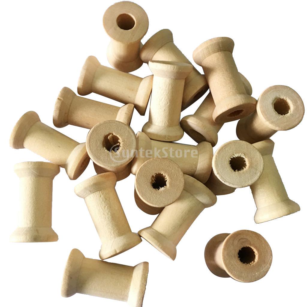 Buy 100 Pieces Wooden Empty Spools for Wire Thread Bobbins Cord Coils ...