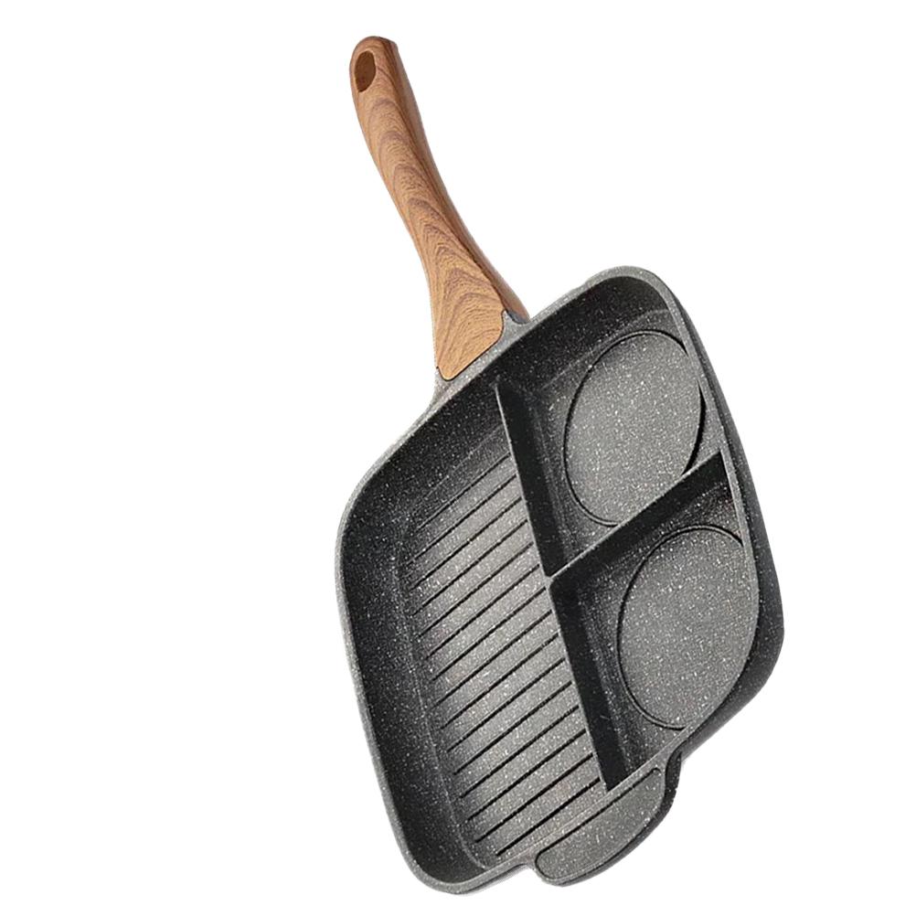 Buy 1PC Frying Pan 3 Grids Aluminum Non-stick Beef Egg Pancake Cooking ...