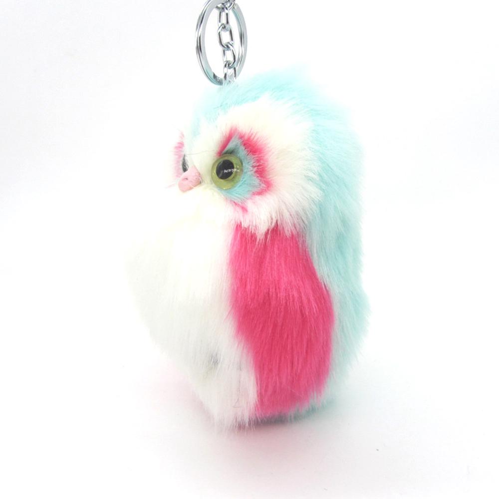 Buy Fluffy Pompom Animal Owl Key Chain Artificial Rabbit Fur Ball ...