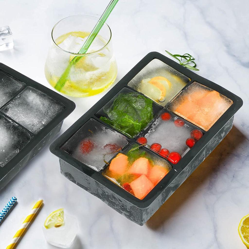 Silicone Ice Square Tray, Pack of 2 Black Reusable Ice Tray, Ice Square ...