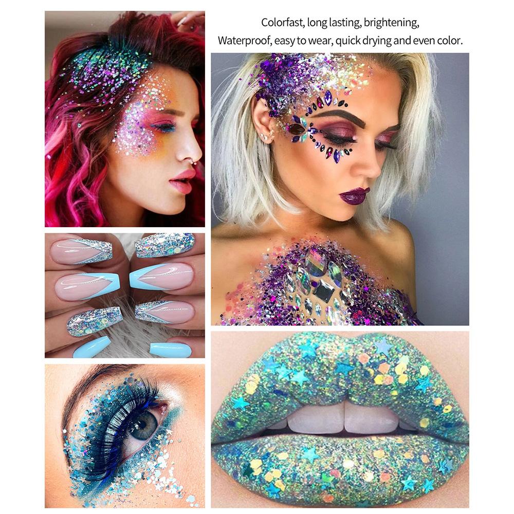 Buy Beauty Makeup Colorful Sequins Stage Flash Eye Shadow Liquid Face ...