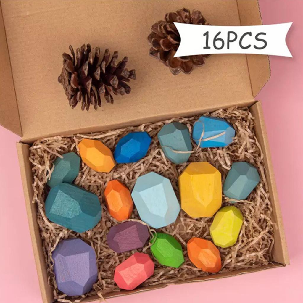 Buy Children Building Blocks Set Wooden Colored Stone Jenga Stacking ...