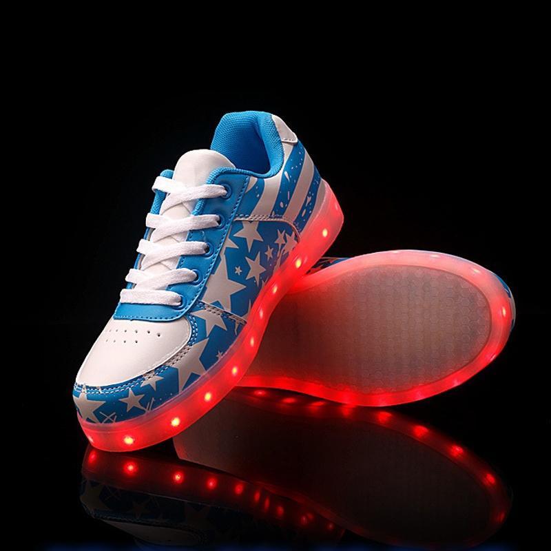 Buy 7 Colors Women Men's Flag LED Night Light Shoes Light Up Luminous ...