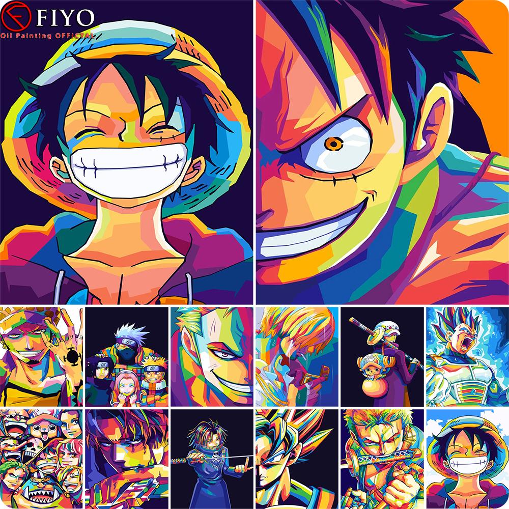 Buy Frameless Anime DIY Painting By Numbers Kit One Piece Picture By ...