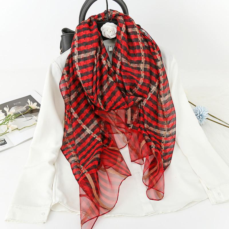 Spring and Autumn Thin Scarf Women's Fashion Striped Comfortable Casual ...