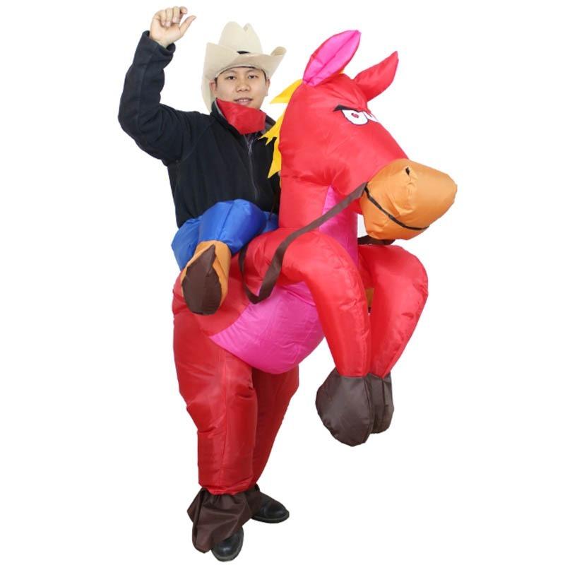 Buy Black Horse Riding Inflatable Costume Cowboy Christmas Cosplay ...