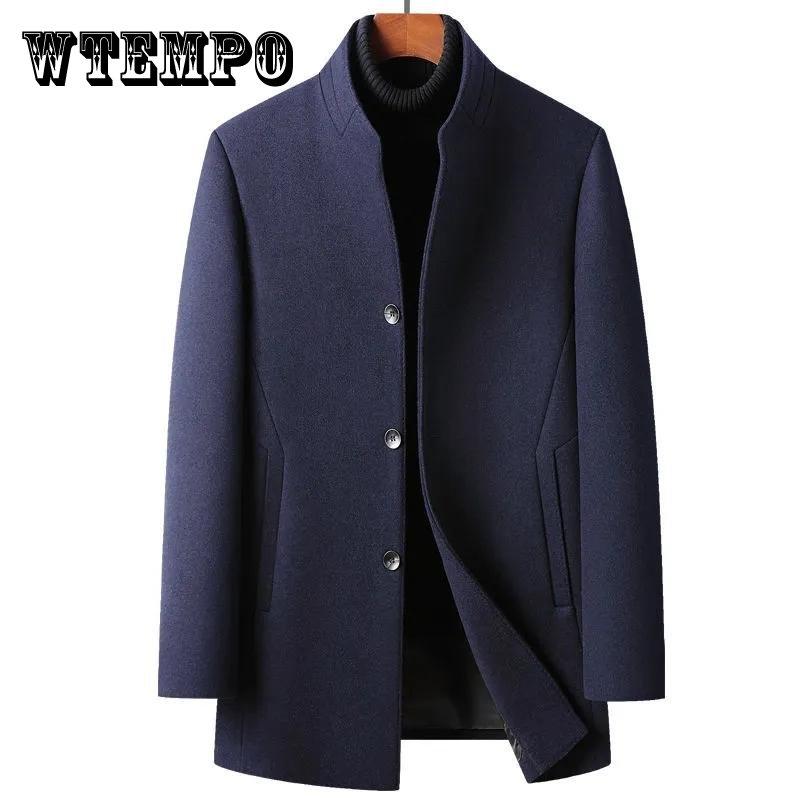 Buy Men's Spring and Autumn Coat Men's Mid-length Woolen Solid Color ...