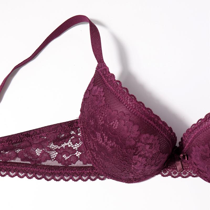 Cheap Women Thin French Bra Sexy Lace Print 3/4 Cup Bow Bras 2 Hooks ...