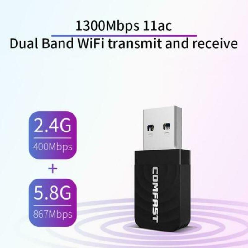 COMFAST CF-812AC Mini USB 3.0 Wireless Network Card 1300Mbps Ethernet ...