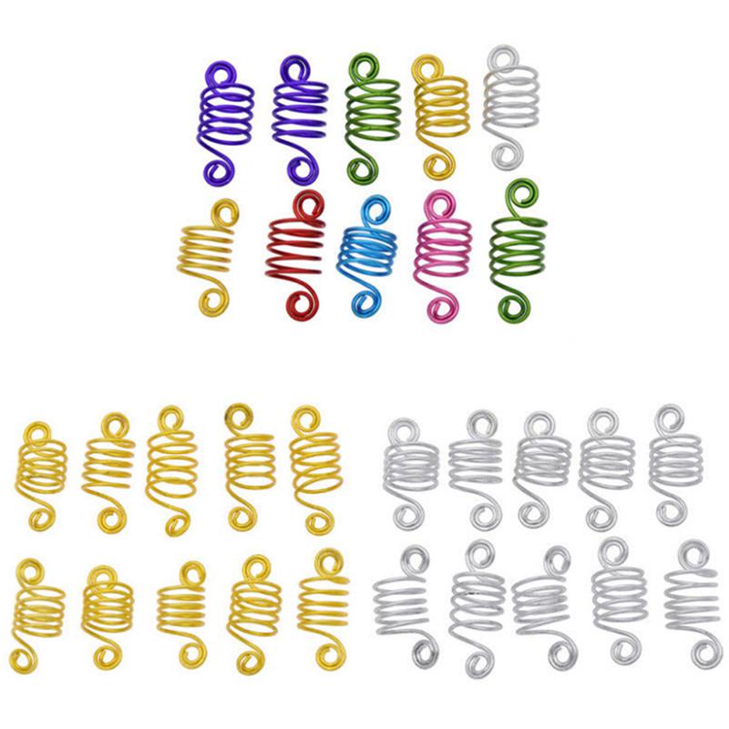 10 Pcs Metal Hair Braid Dreadlock Beads Cuffs Clips Braid Spiral ...