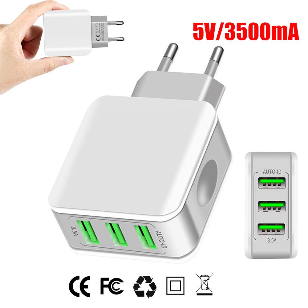 Buy USB Charger 3 Ports LED Display EU Plug Portable Fast USB Charging ...