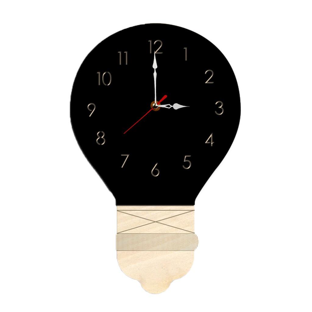 Buy Nordic Style Light Bulb Wall Clock Silent Wooden Clock for Home ...