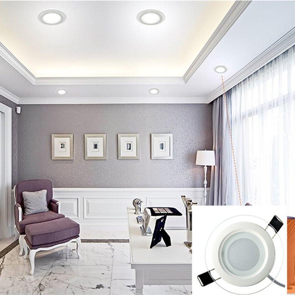 Buy Home Electronic Dimmable LED Glass Downlight Round Glass Panel ...
