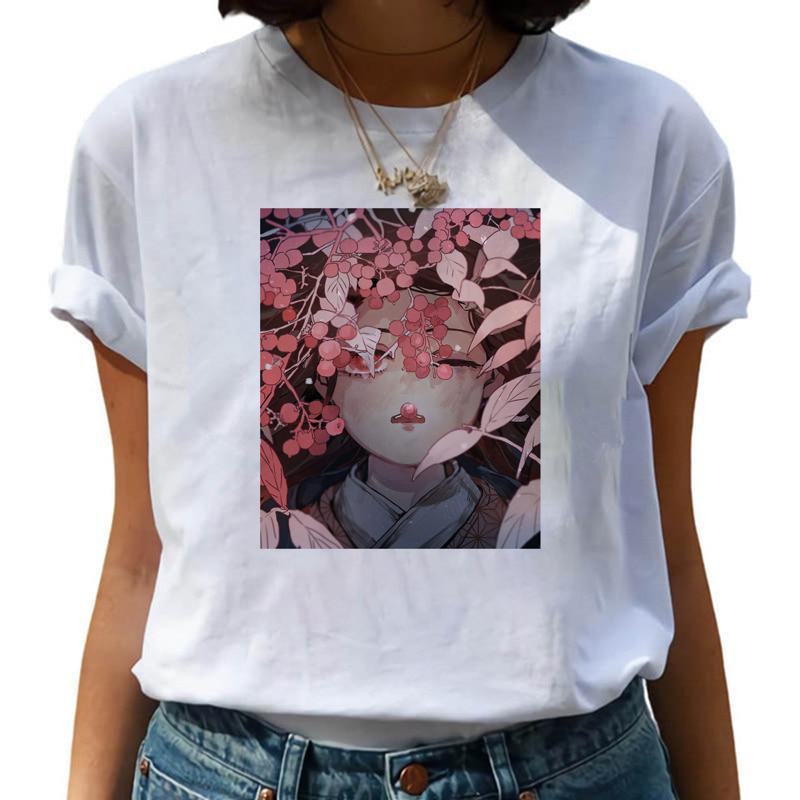 Kimetsu No Yaiba Cool Nezuko Anime Summer Harajuku Kawaii Kadınlar için ...