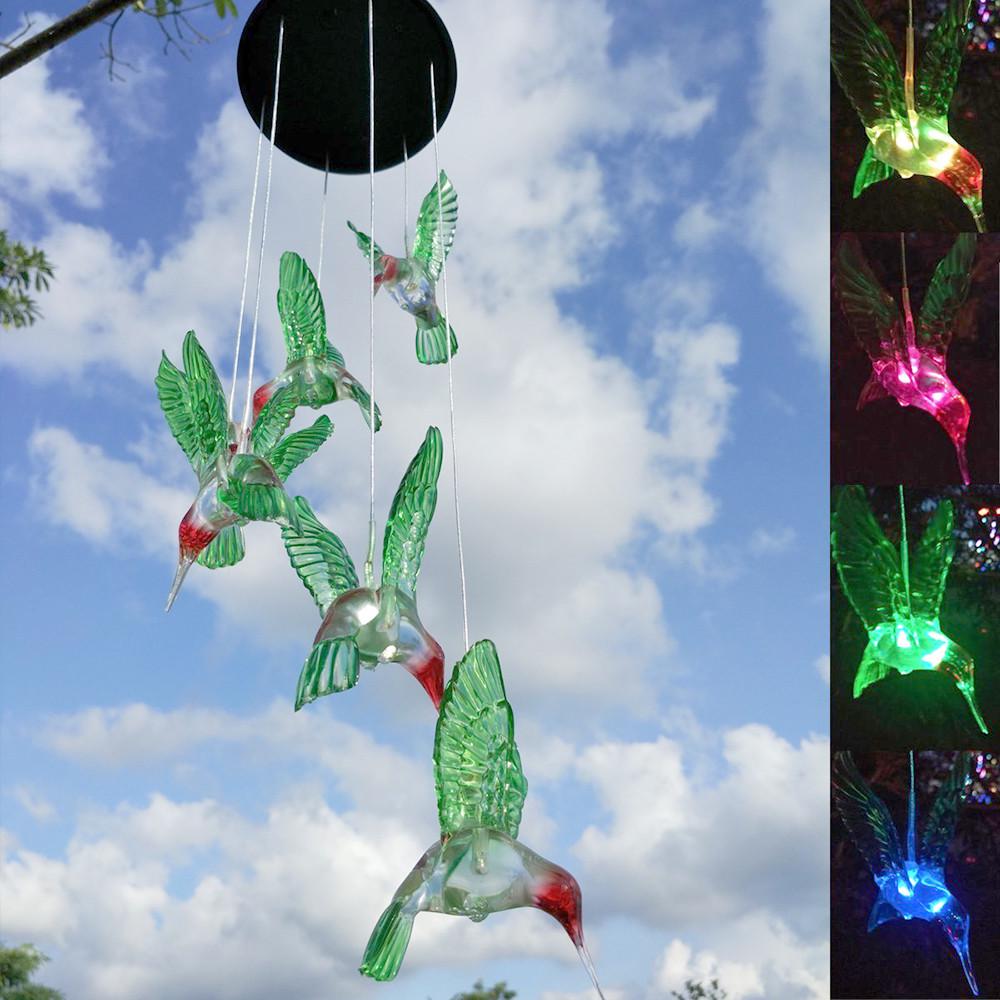 Solar Power Humming Bird LED Solar Light Romantic Windbell Light ...