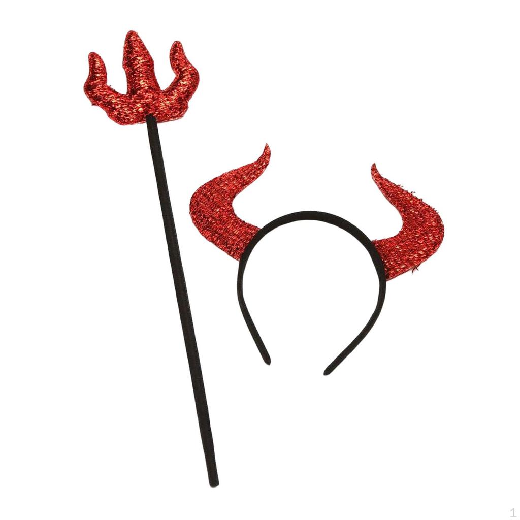 Buy Halloween Horns Hair Bands Set Glitter Devil Outfit Cosplay ...