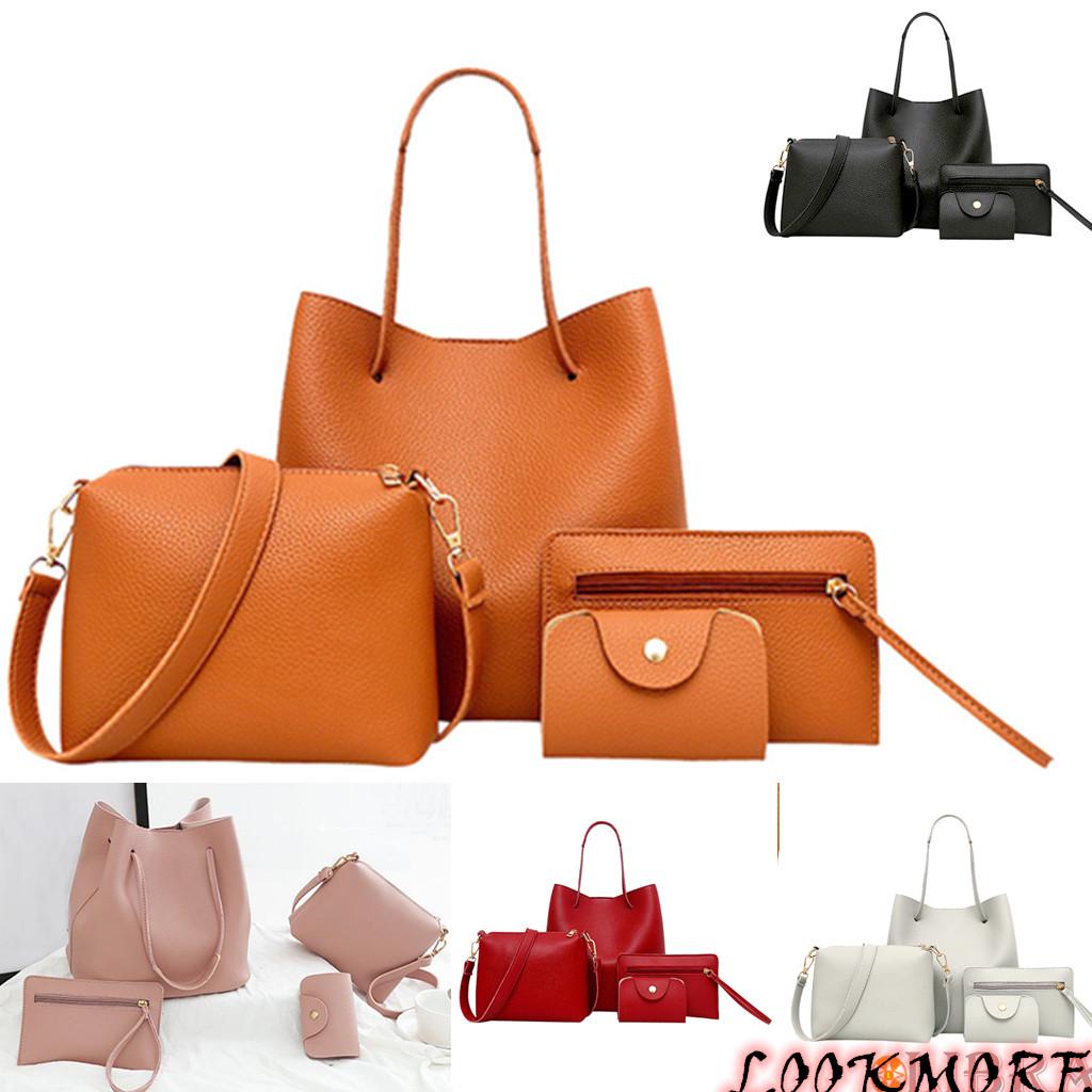 Buy 4Pcs Bags Set Women Pattern Leather Handbag Crossbody Messenger ...