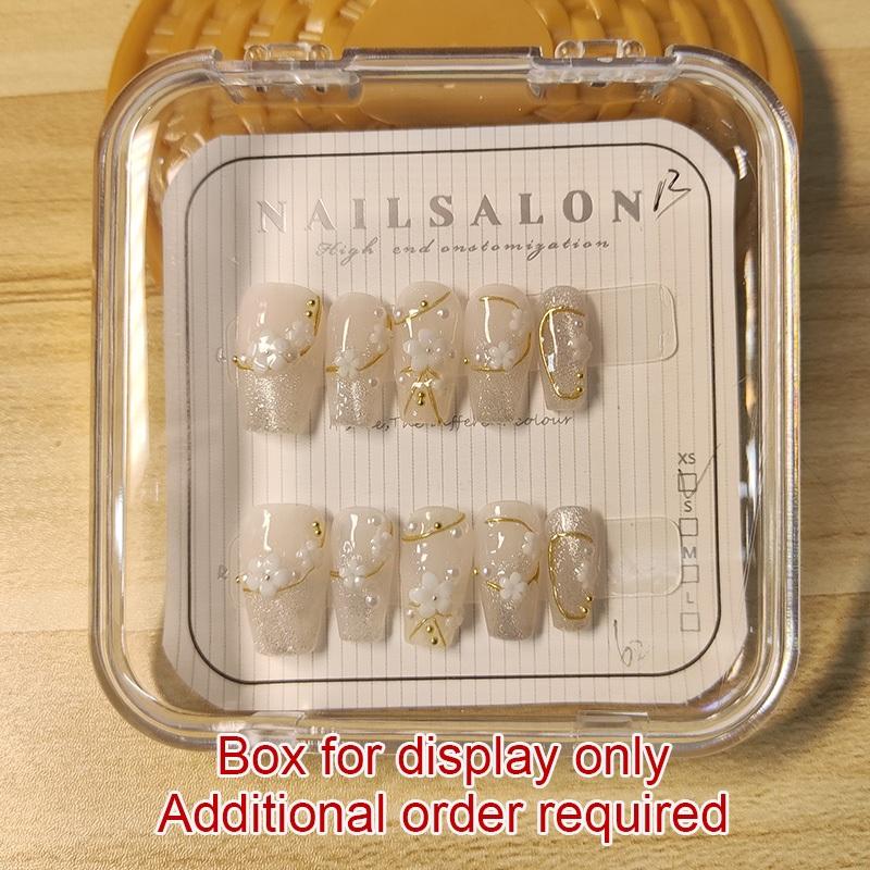 Cheap 100% HANDMADE trapezoid coffin shaped Fake Nail Set With Glue art ...