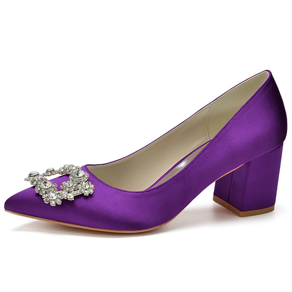 Buy Pink Satin Low Heels Shoes with Stones for Women Fashion Ladies ...