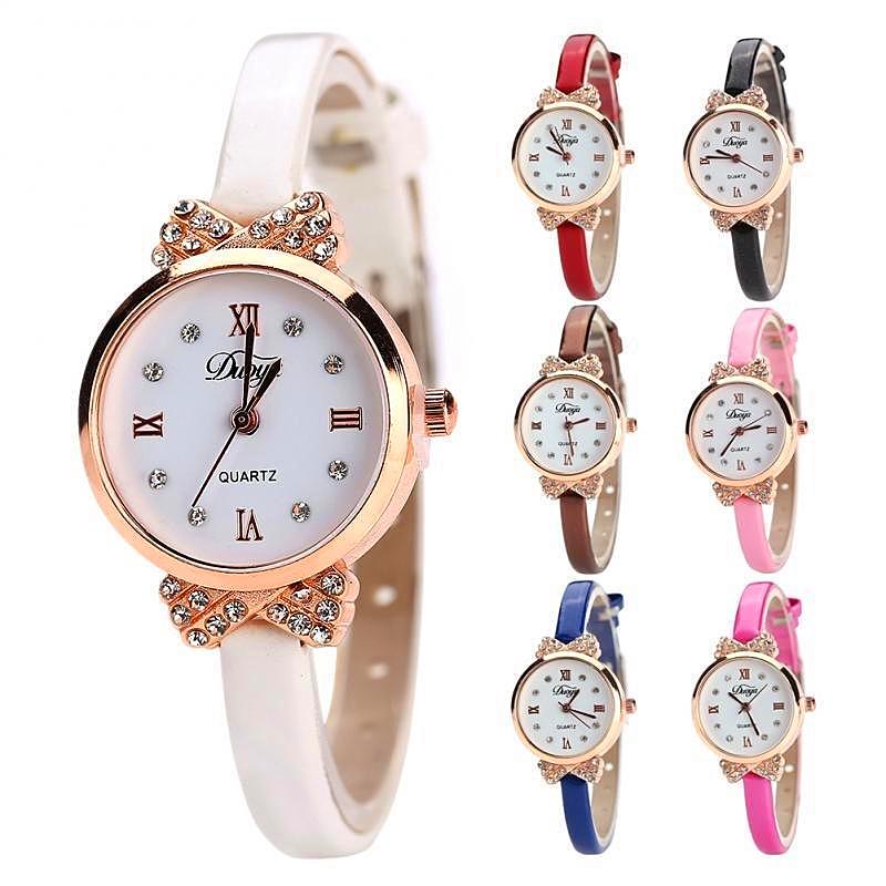 Leisure Fashion Small Leather Strap Wristwatches Women Quartz Watches ...