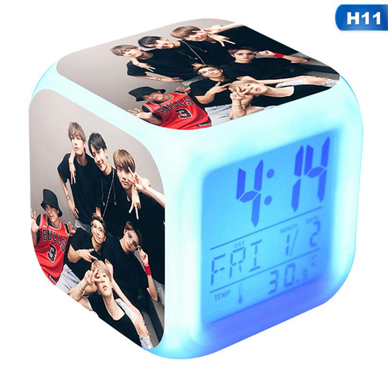 Buy Stars BTS colorful LED changing wake up light Digital Alarm Clock ...
