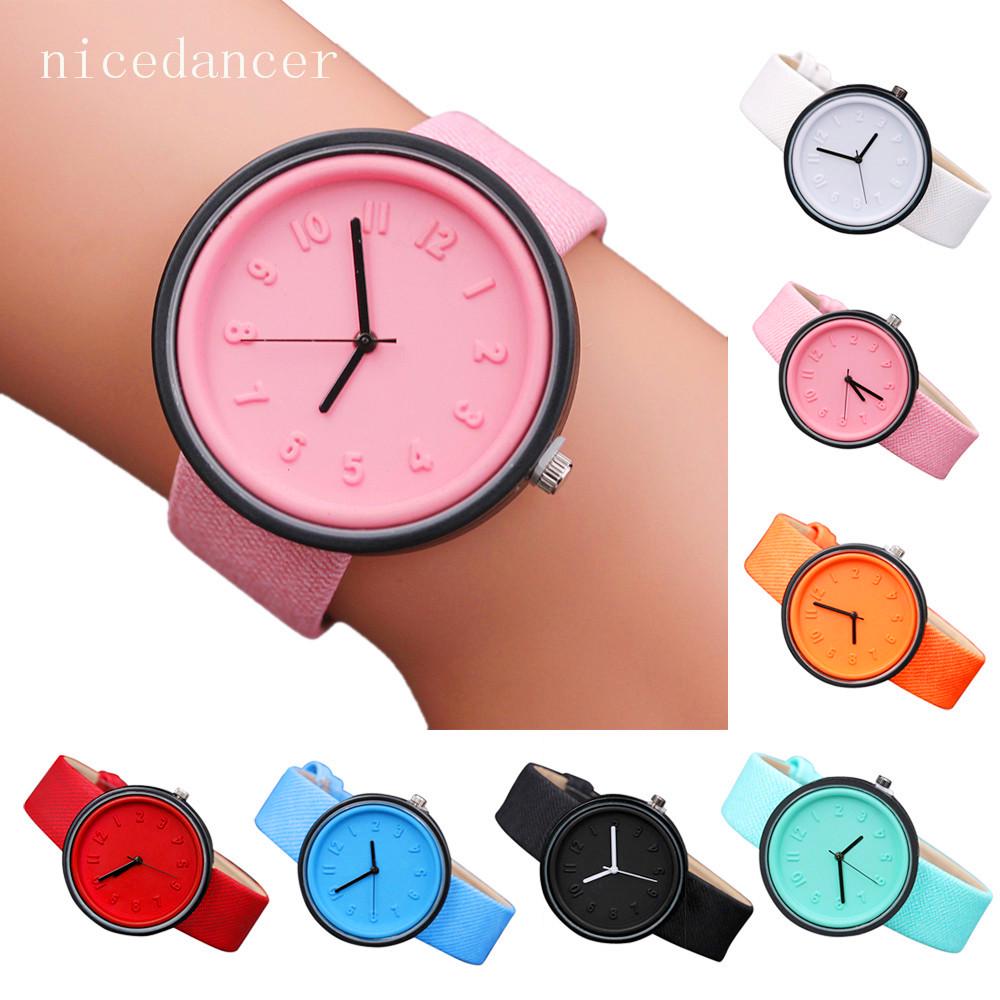 Buy Unisex Simple Number Watches Quartz Canvas Belt Wrist Watch at ...