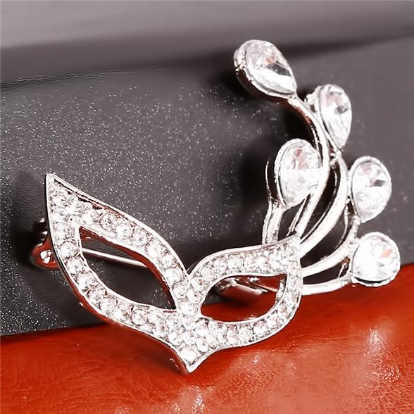 Satın alın Fashion Creative Fox Mask Brooch Rhinestone Charm Brooch ...