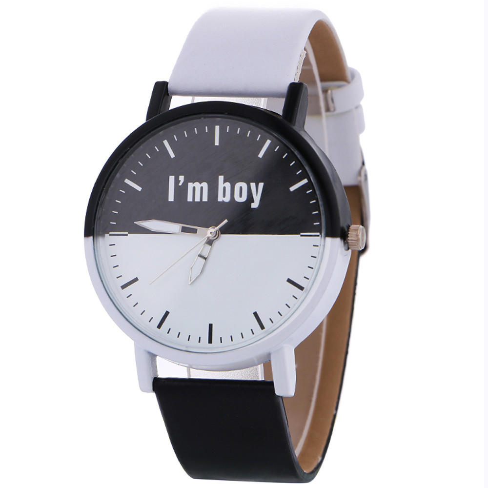 Buy Fashion Neutral Black and White Pattern Leather Quartz Wrist Watch ...