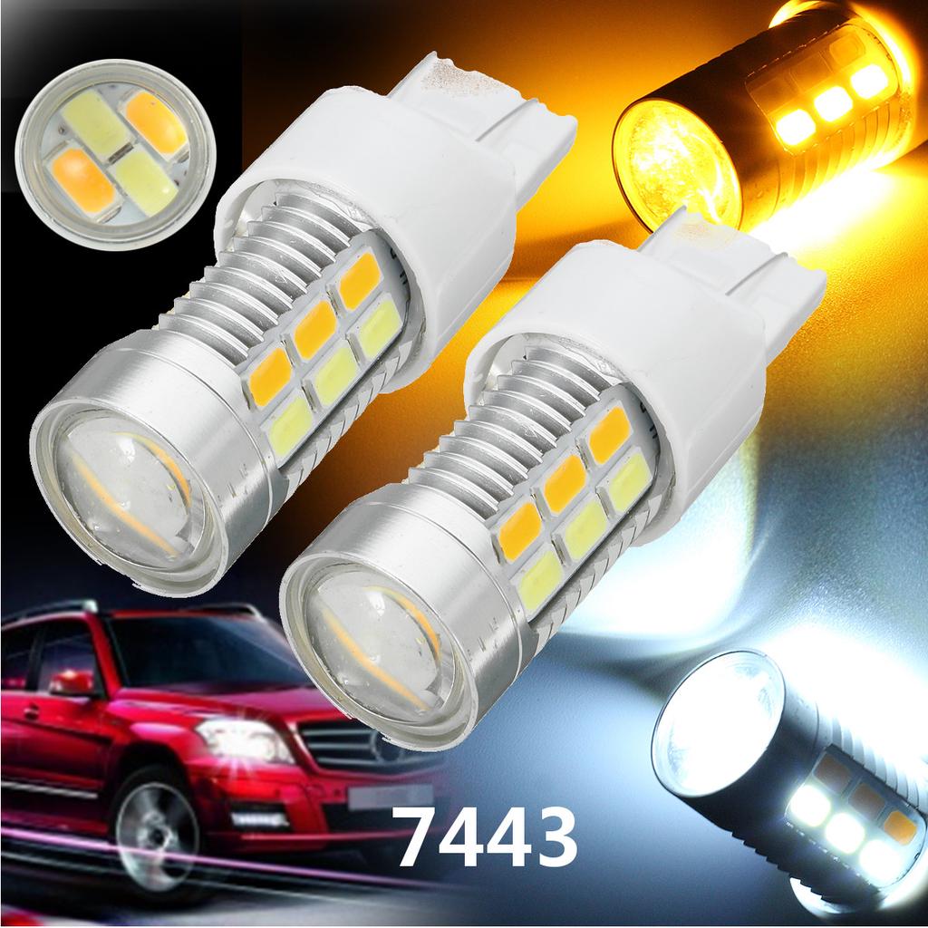 Buy 2x Dual Color Switchback 7443 7440 Amber White 22LED Bulbs Turn ...