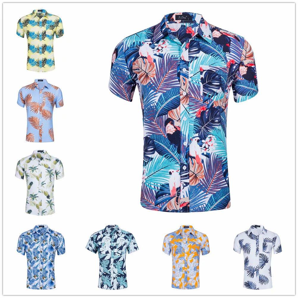 Buy Summer Men's Beach Short Sleeve Quick Drying Men's Printed ...