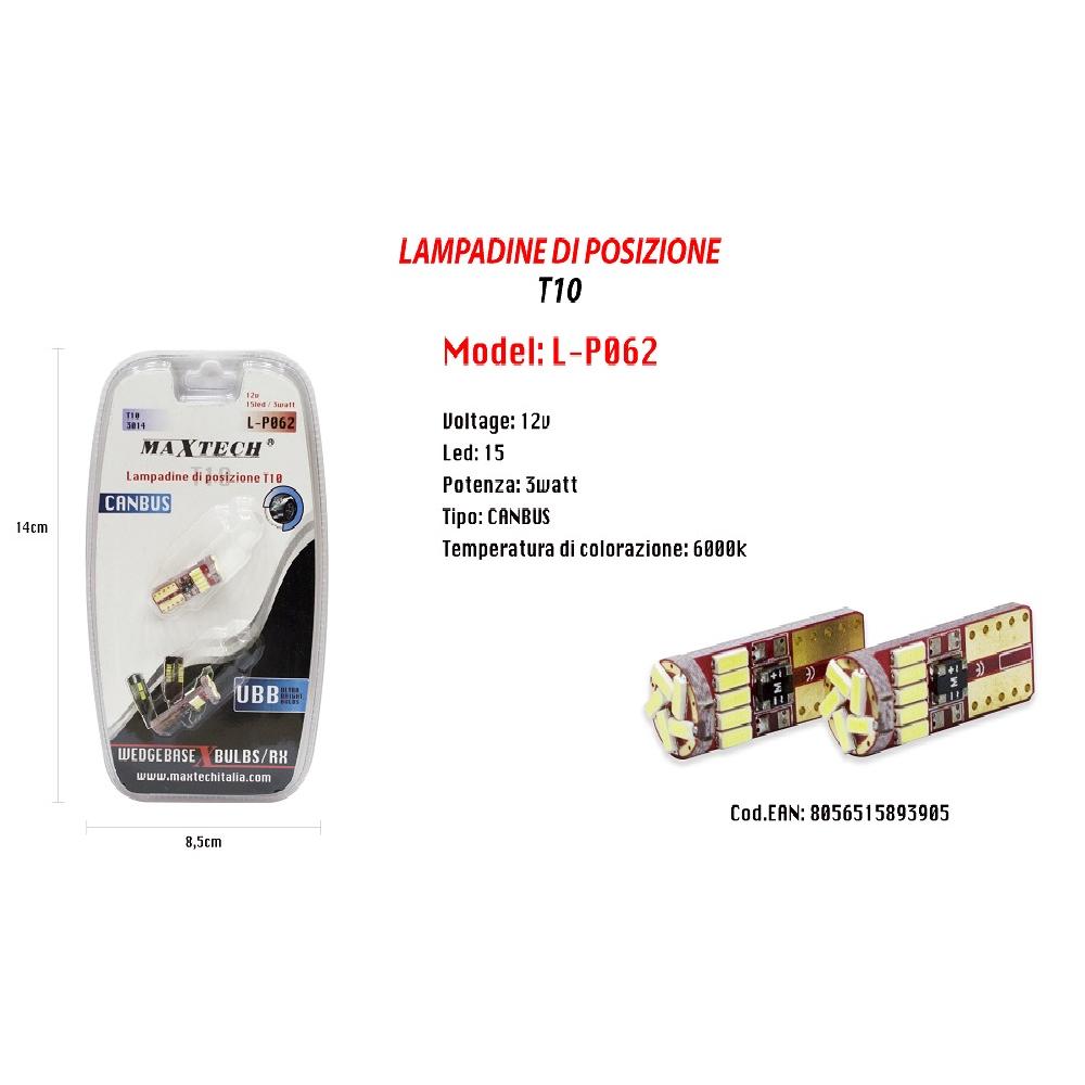 Buy Lampadine Posizione Canbus Maxtech L-p062 12v 15led 3 Watt Ultra ...